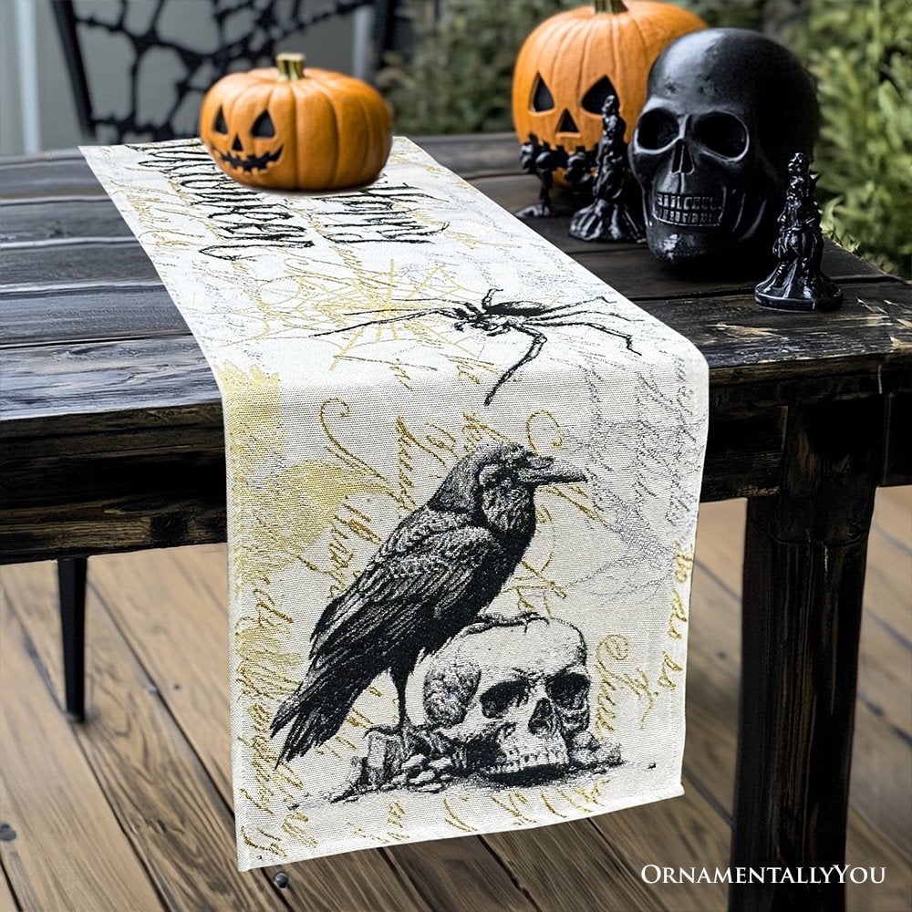 Elegant 72" Gothic Jacquard Table Runner, Halloween Tablecloth with ...