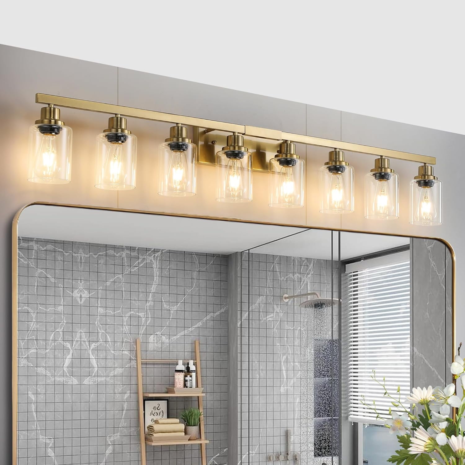 Elegant 8-Light Vanity Fixture for a Radiant Bathroom Ambience Modern ...