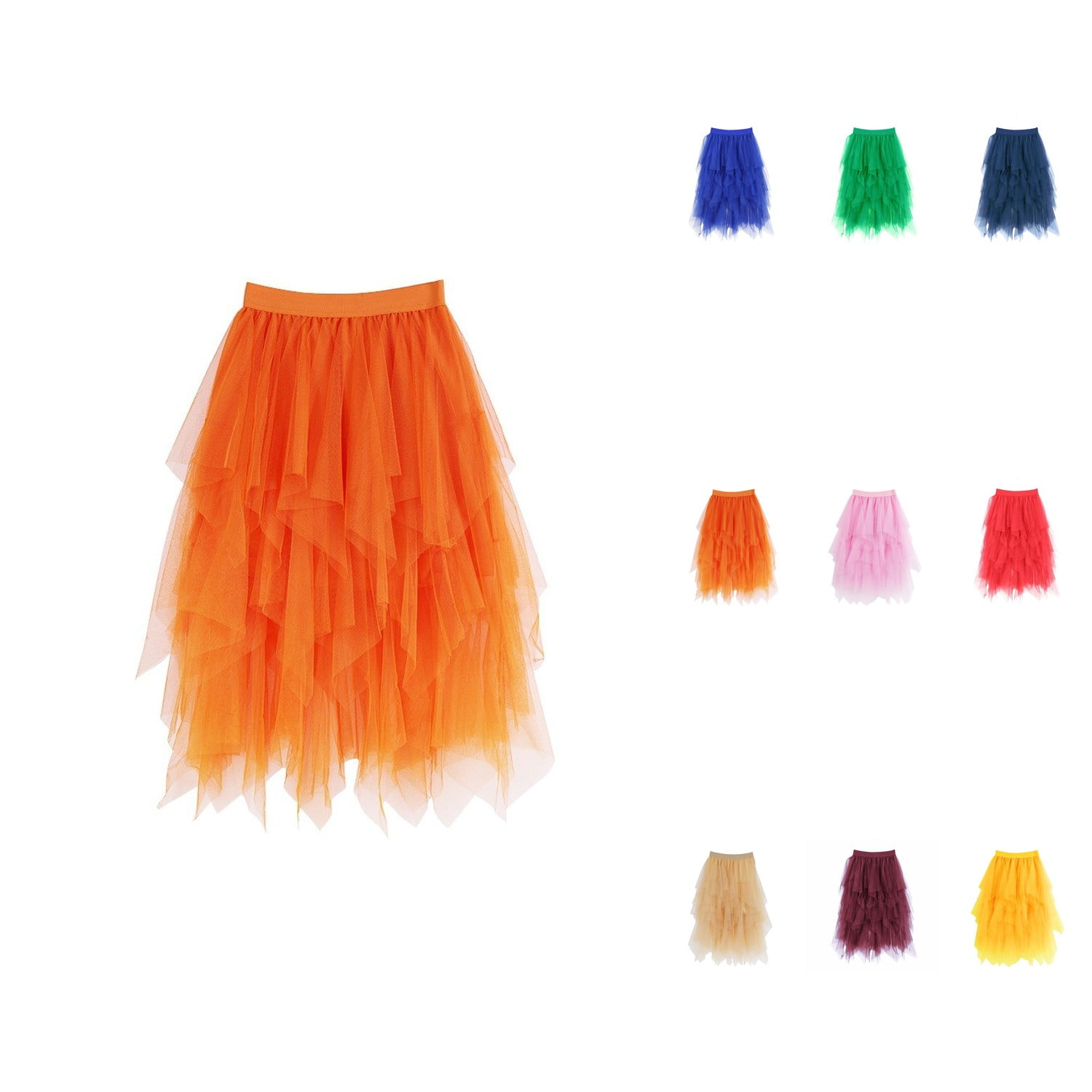 Elegant A-Line Midi Skirt for Women – High Waist Flowy Layered Chiffon ...