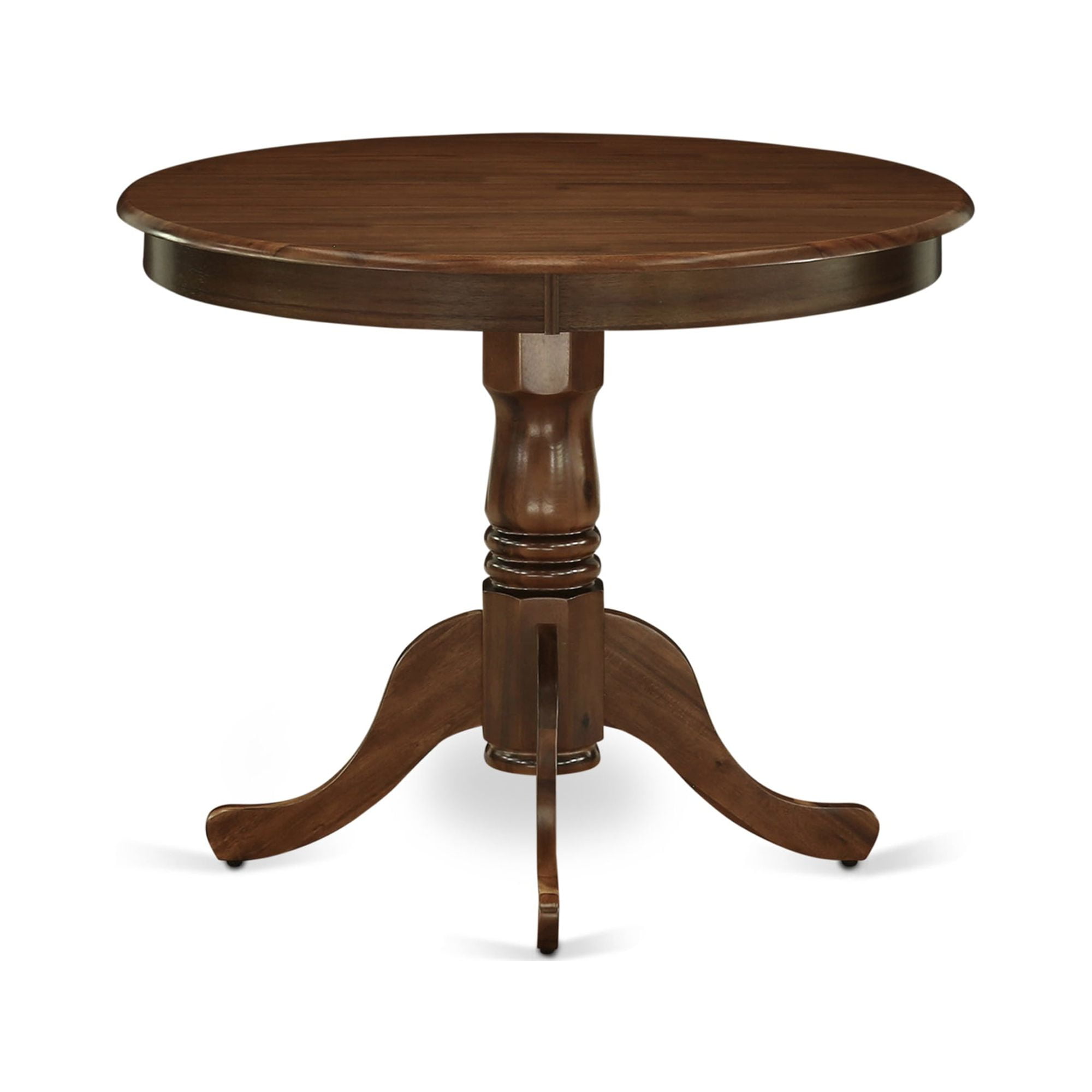 Elegant ANT-AWA-TP Antique Dining Table | 36" Round | Rubber Wood | Walnut Finish | Pedestal ...