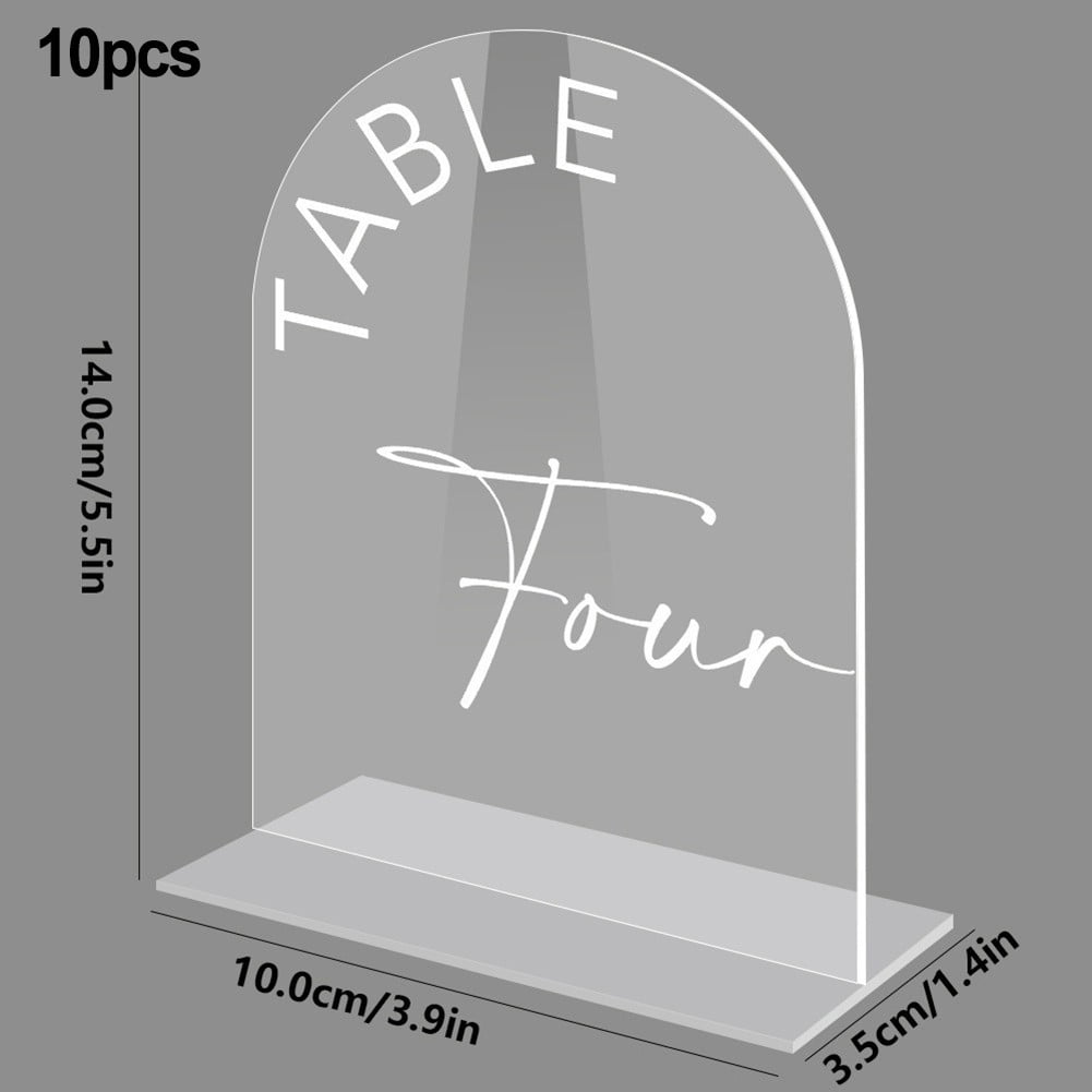 Elegant Acrylic Arch Wedding Table Numbers 1-10 with Stands, Mirrored ...