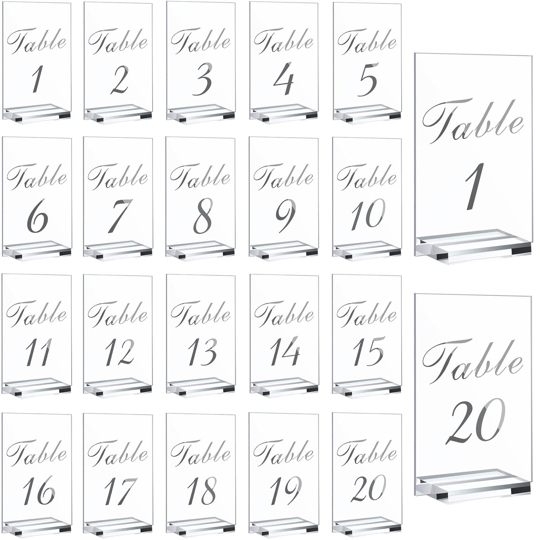 Elegant Acrylic Table Number Set - 20 Clear Holders for Weddings ...