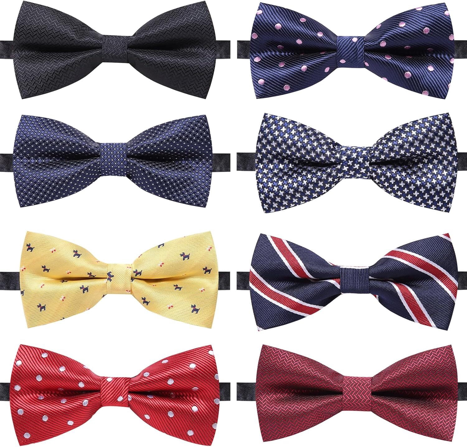 Elegant Adjustable Pre-tied Bow Ties for Men and Boys 8 Pack Assorted ...