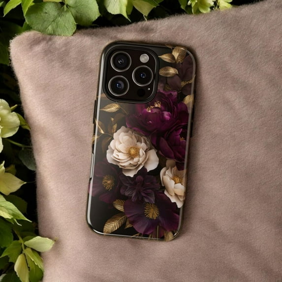 Elegant Aesthetic Vintage Dark Flower Protective Phone Case 11 12 13 14 ...