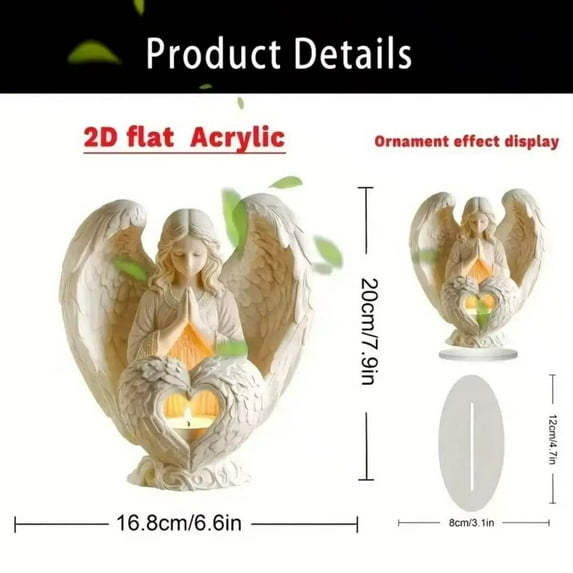 Elegant Angel Heart 2D Acrylic Decorative Statue, 2D Flat Design ...