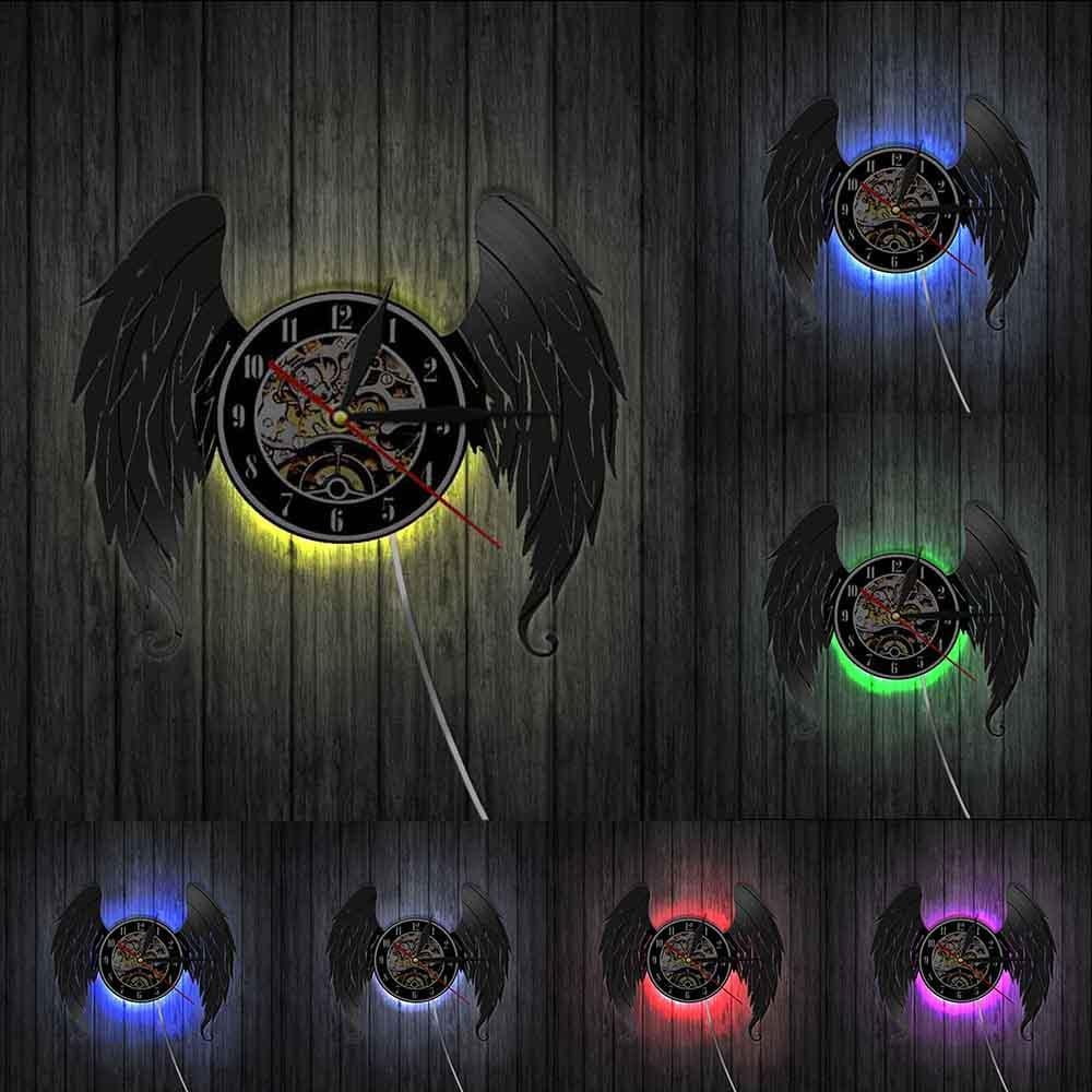 Elegant Angel Wings Home Art Decor Wall Clock Angels Vinyl Record Wall ...