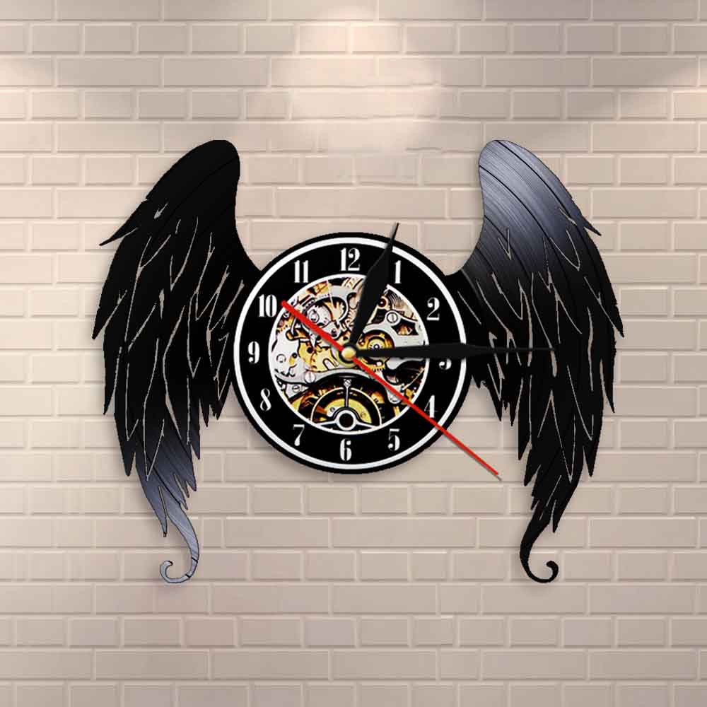 Elegant Angel Wings Home Art Decor Wall Clock Angels Vinyl Record Wall ...