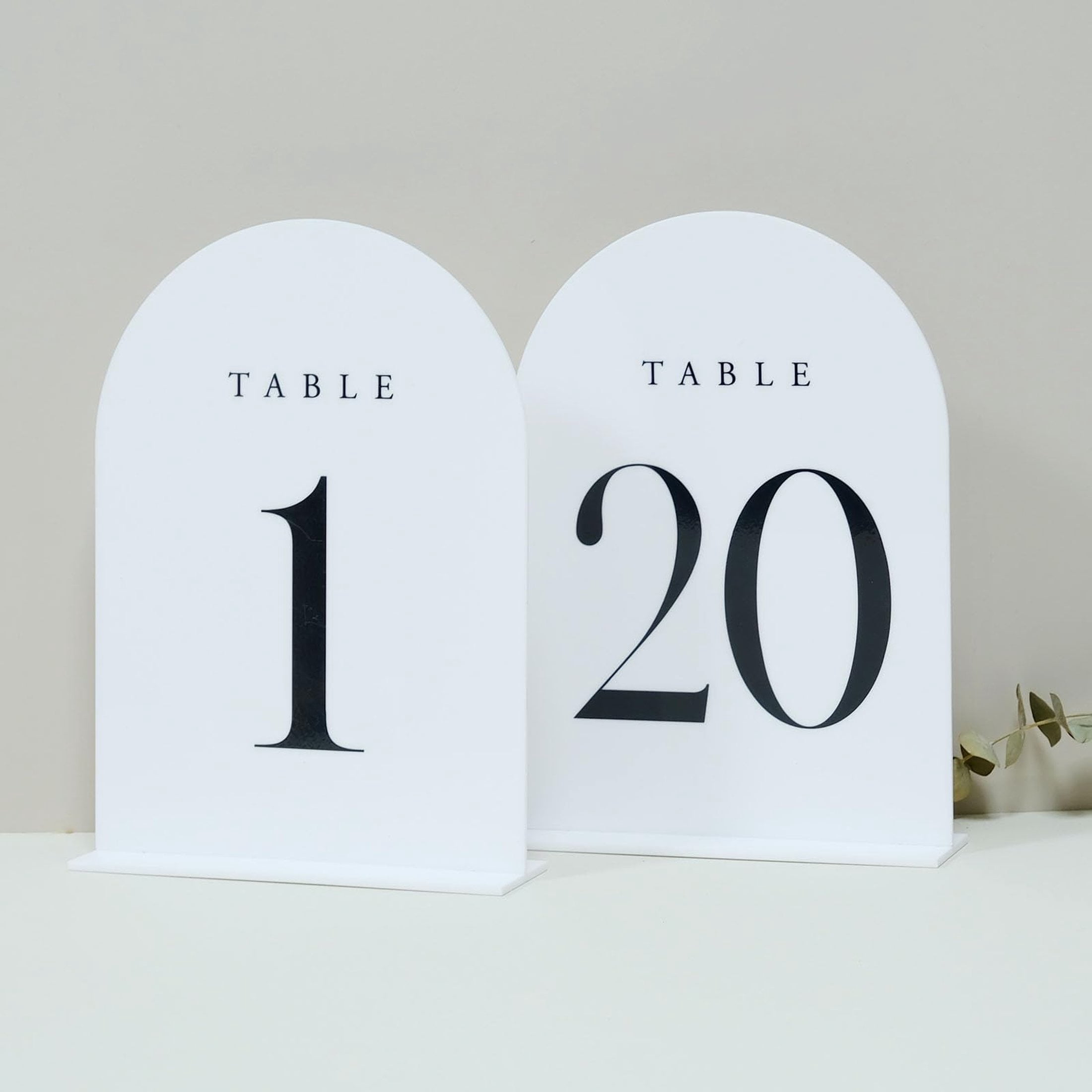 Elegant Arch Acrylic Table Numbers Set 1-20 with Stand, 5x7 Inch Clear ...