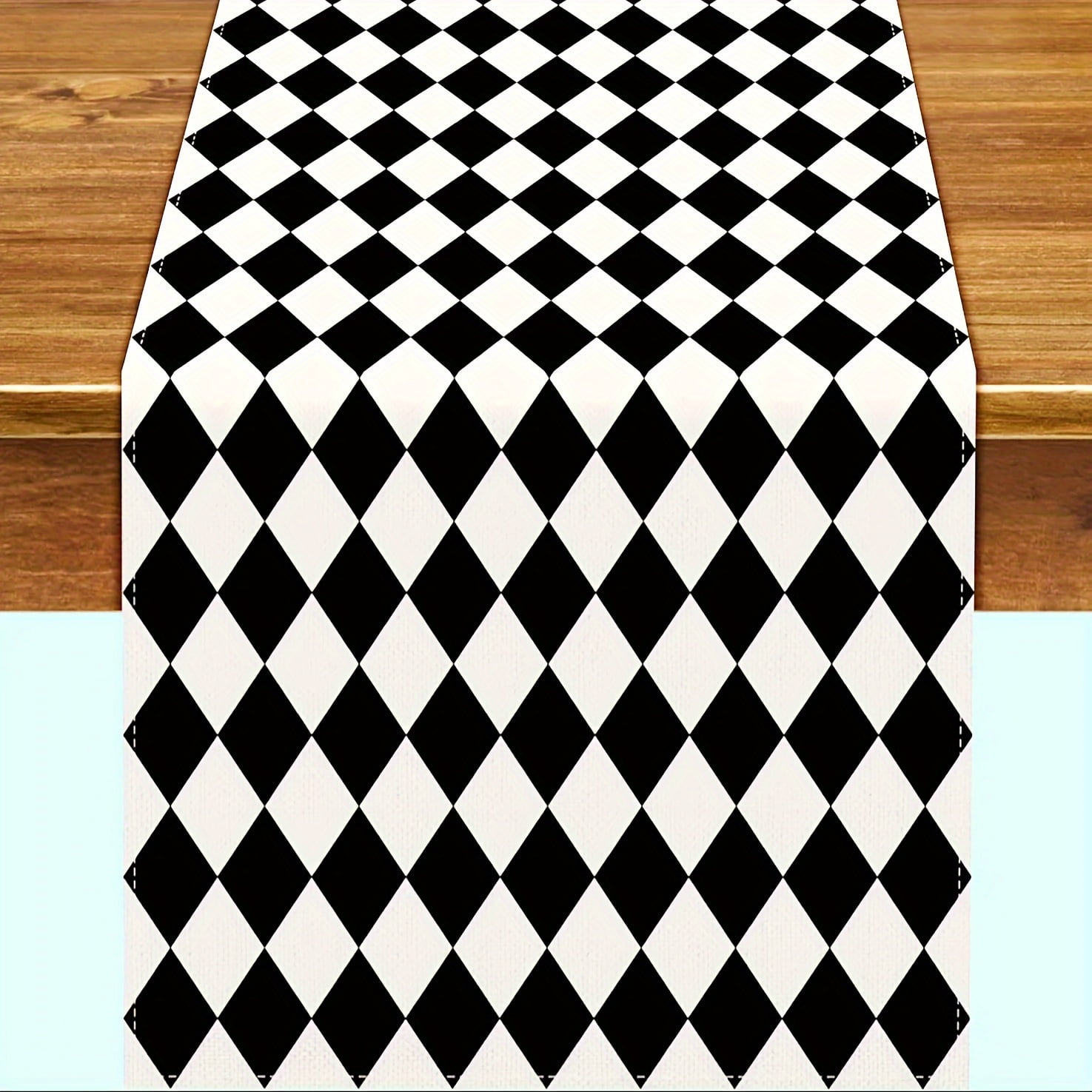 Elegant Art Black White Buffalo Plaid Linen Table Runner Farmhouse ...