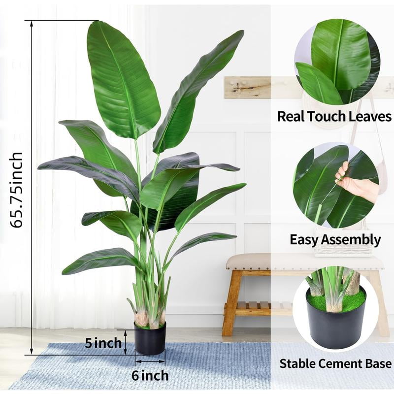 Elegant Artificial Bird of Paradise Tree - 5.25ft Tropical Plant with ...