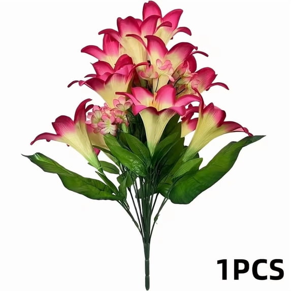 Elegant Artificial Lilies Bouquet - DIY Fabric Lilies with Green Leaves ...