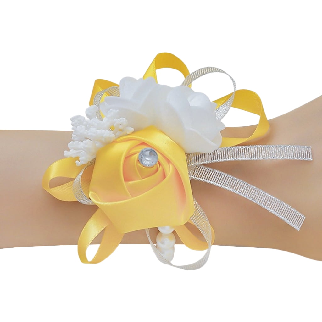 Elegant Artificial Silk Flower Bride Wrist Corsage Wedding Accessory ...