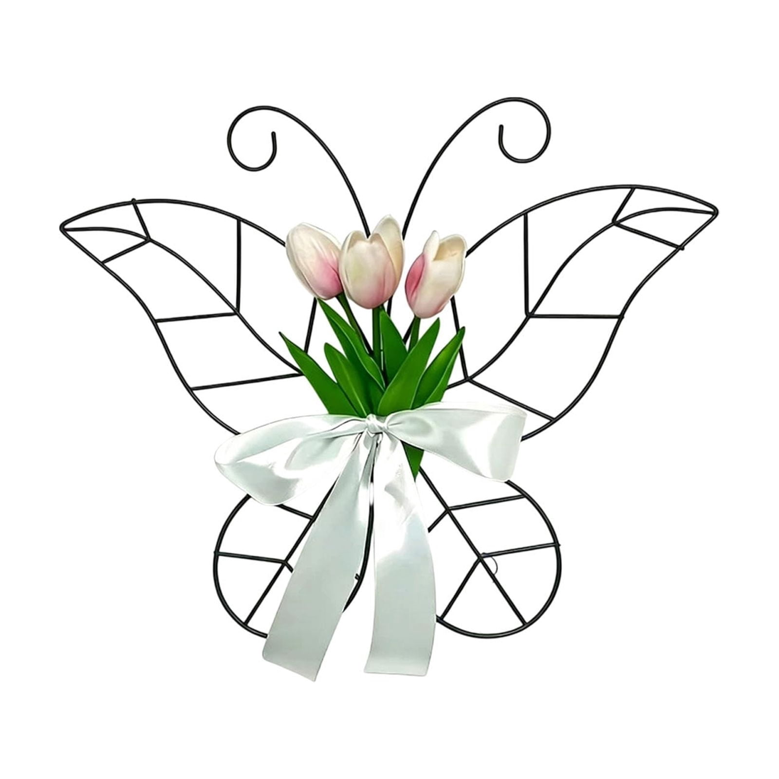 Elegant Artificial Tulips Wall Decor with Butterfly & Burlap Bow ...