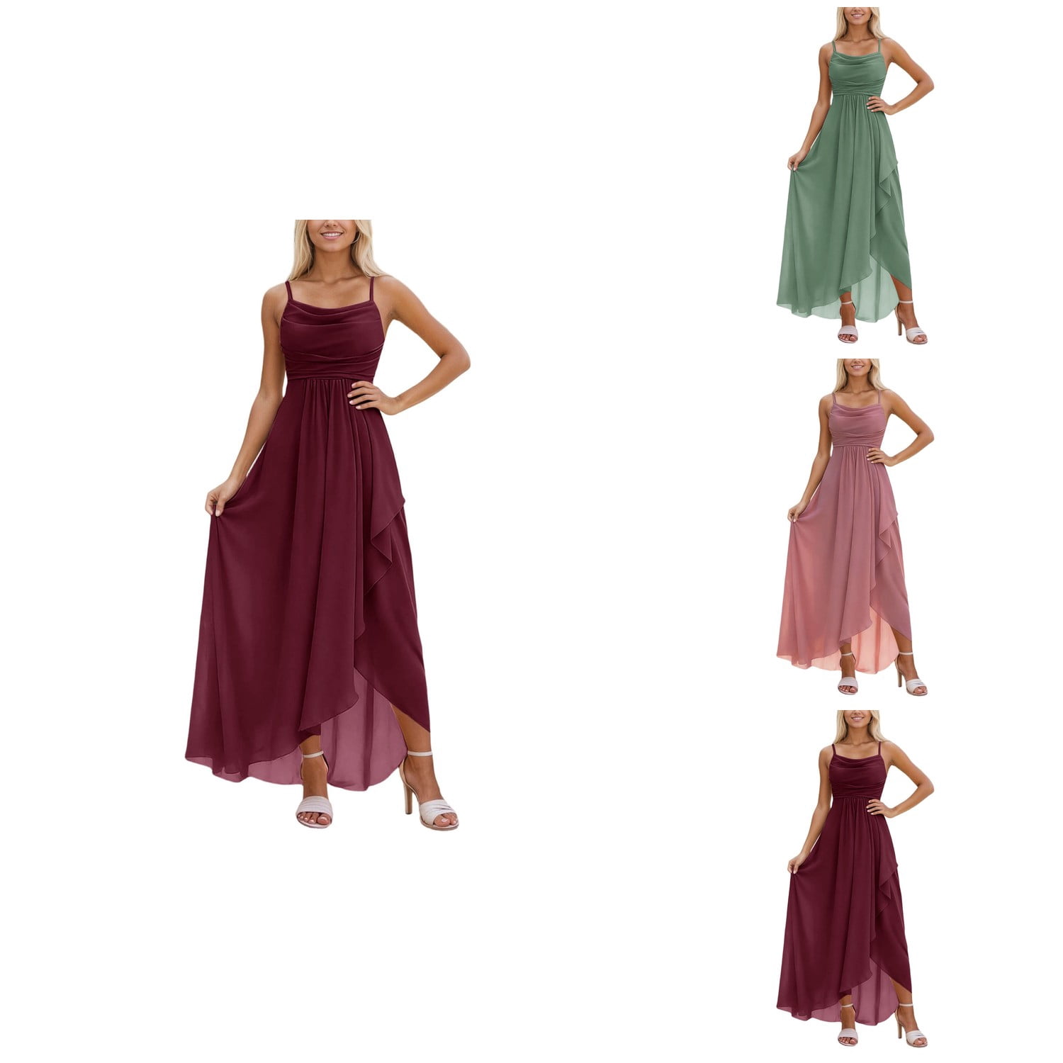 Elegant Asymmetrical Party Dress with Adjustable Spaghetti Straps ...