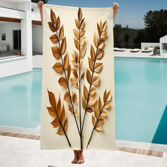Elegant Autumn-Inspired Bath Towel - Slender Stems & Gradient Brown ...