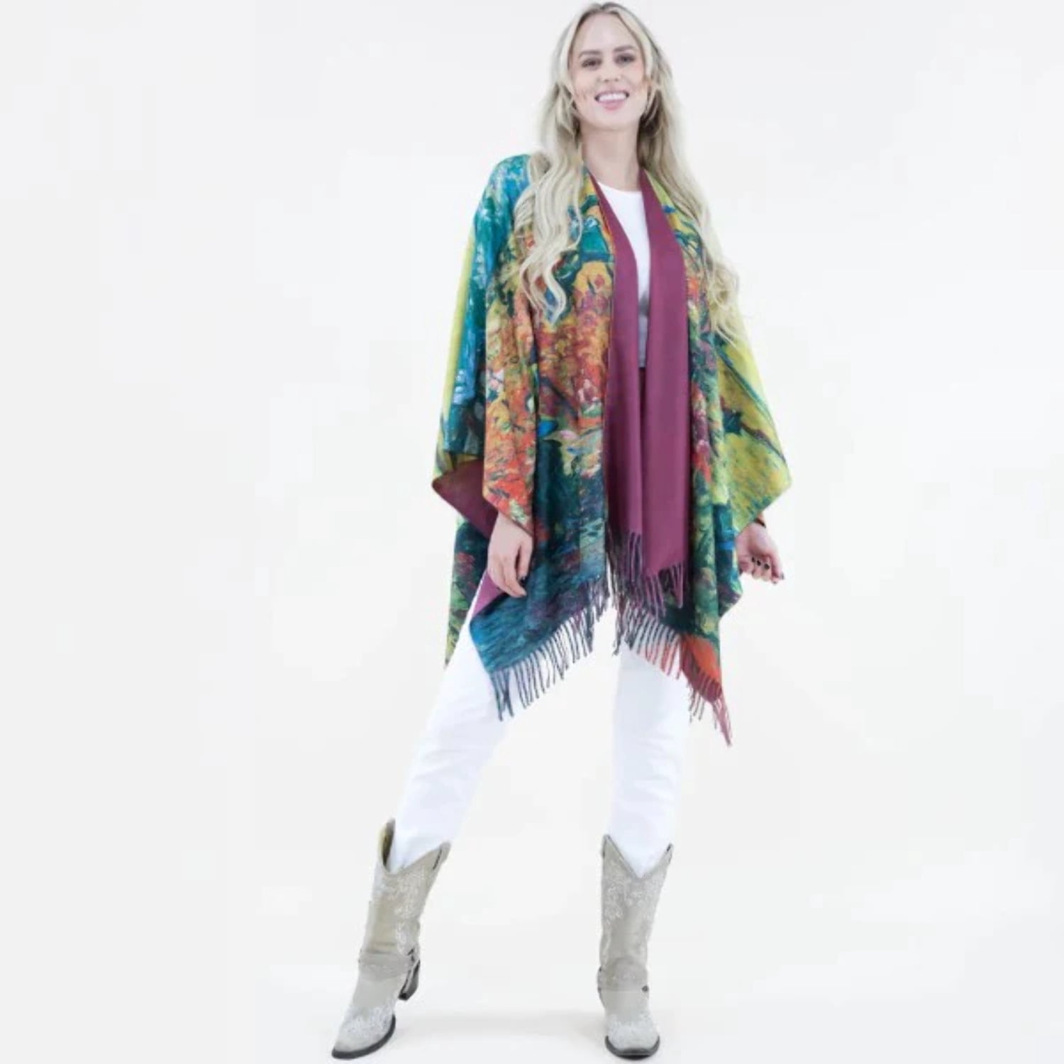 Elegant Autumn-Inspired Fringed Shawl Wrap Perfect for Any Occasion ...