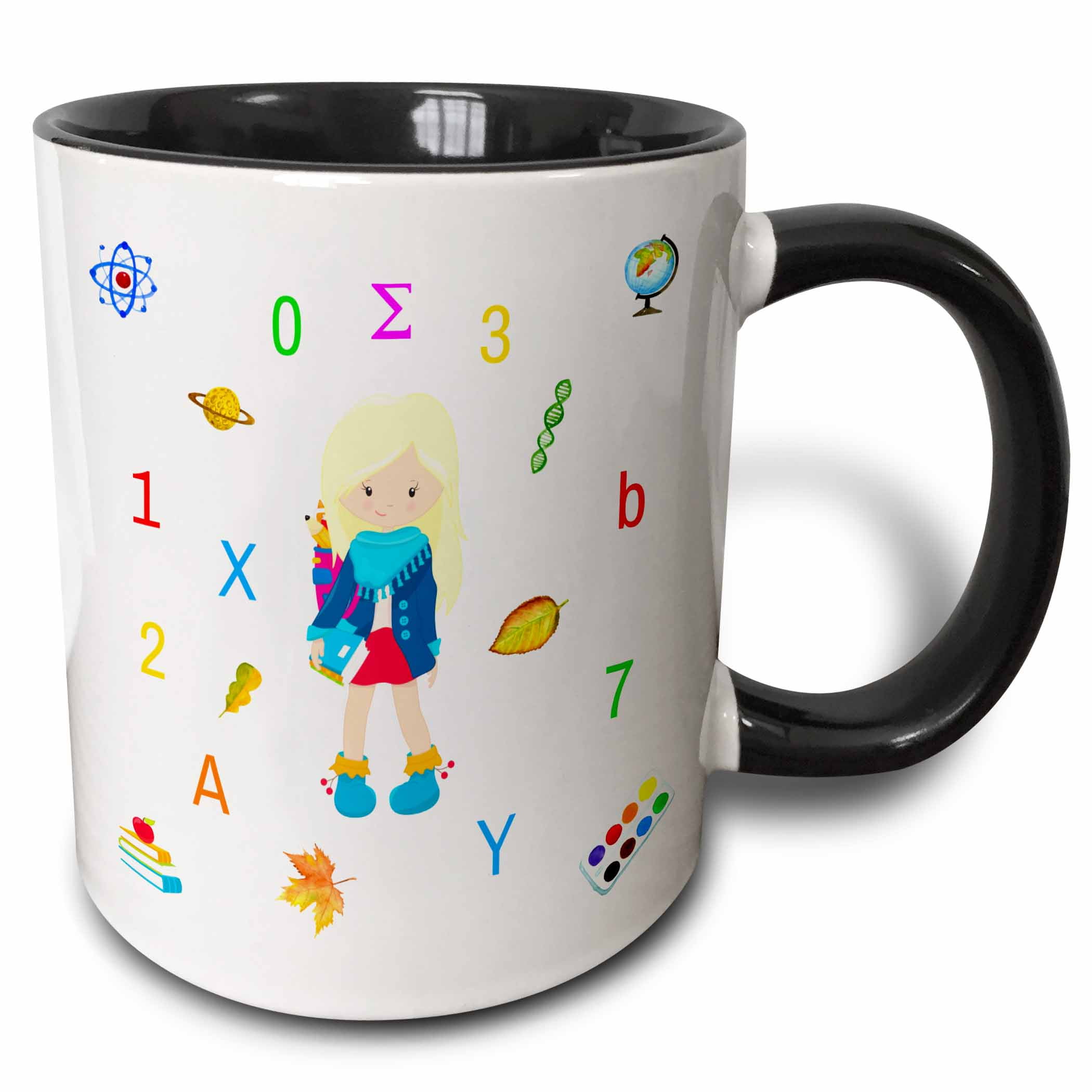3drose, Elegant Back to School Scene of a Girl, Letters, Numbers ...