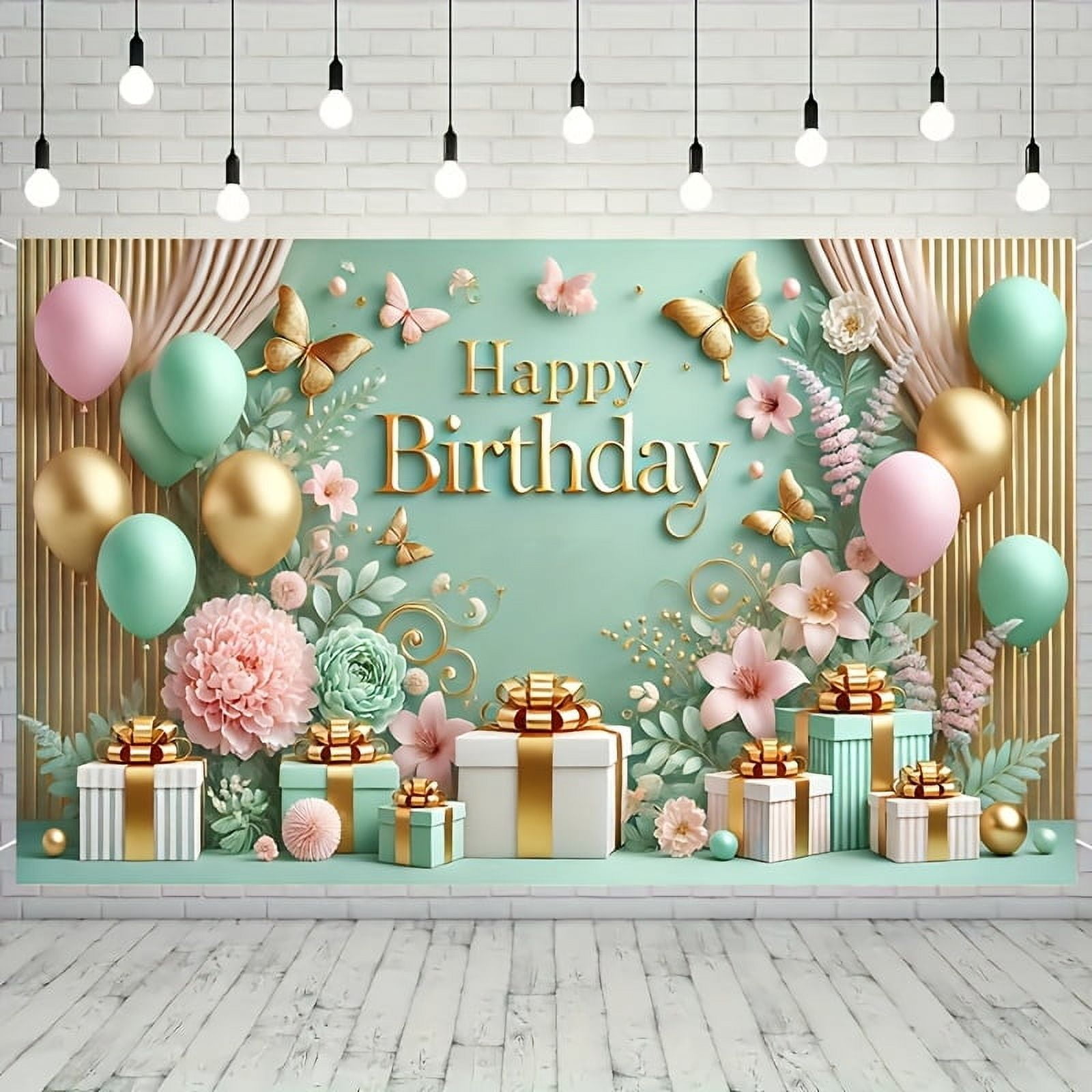 Elegant Backdrop Banner Elegant Birthday Party Backdrop Banner, Mint ...