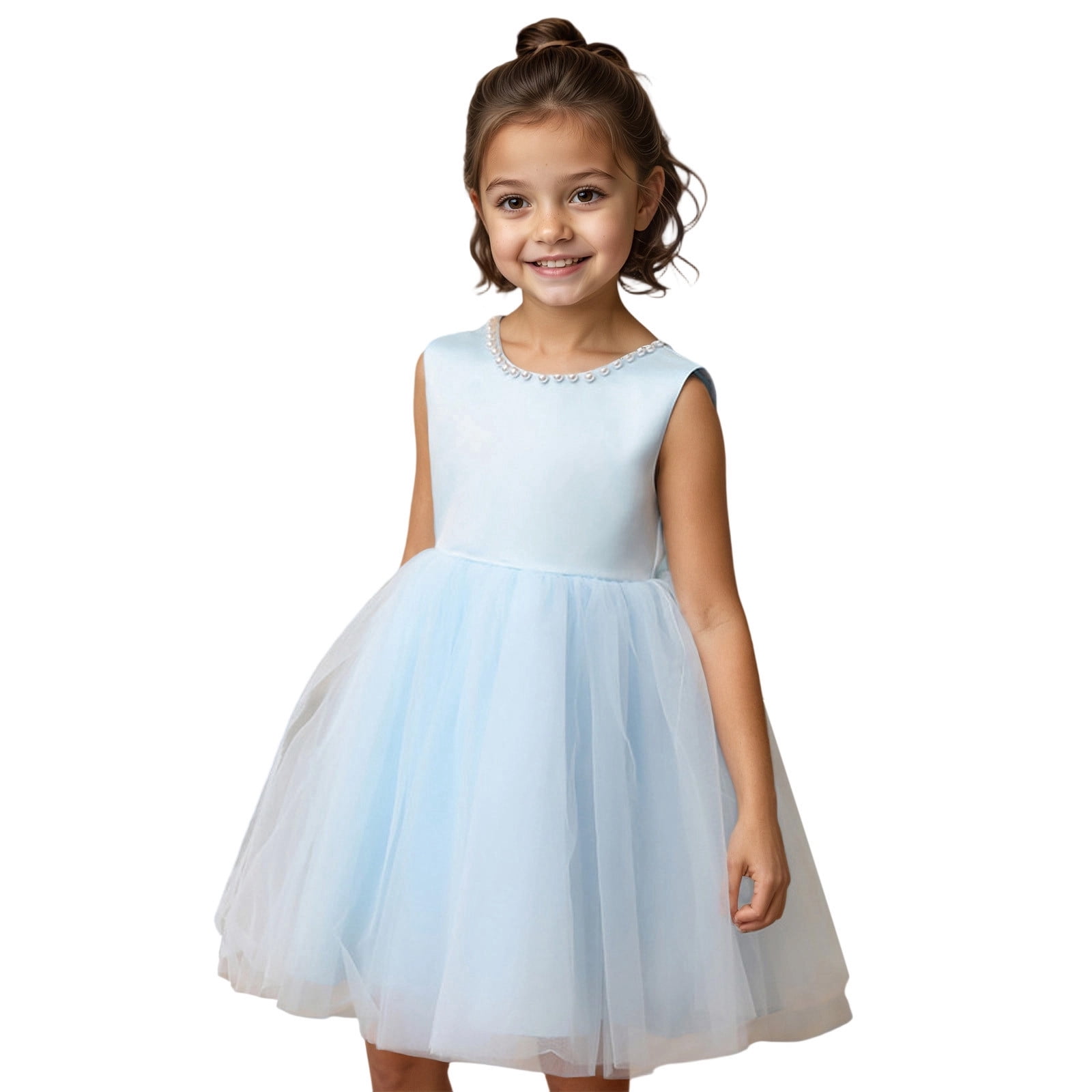 Elegant Backless Girls Dress with Bowknot Design for Parties and Girls ...