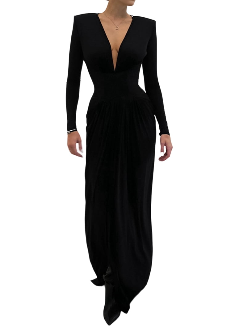 Elegant Backless Maxi Dress with High Splits Hem for Parties and ...