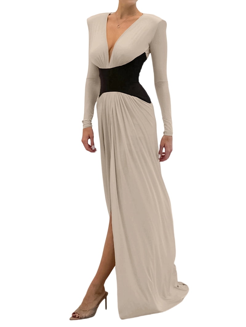 Elegant Backless Maxi Dress with High Splits Hem for Parties and ...