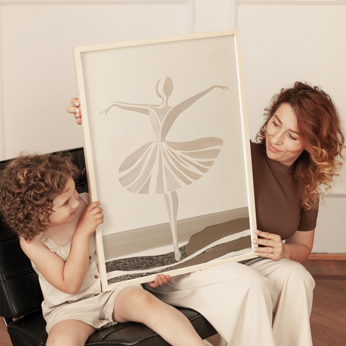 Elegant Ballerina Art Print, Minimalist Dance Neutral Tone, Graceful ...