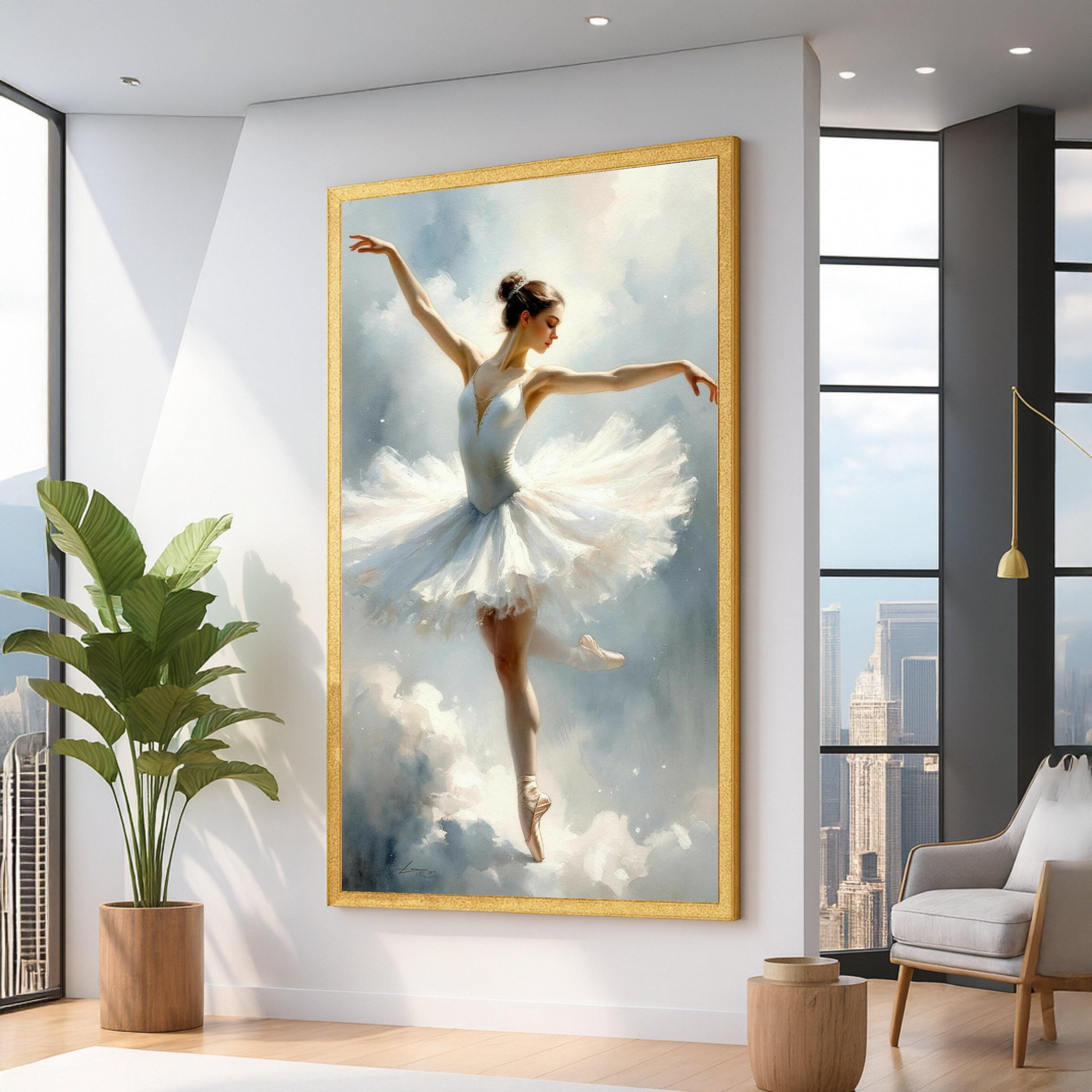 Elegant Ballet Dancer Art, White Tutu Wall Decoration, Graceful Dance ...