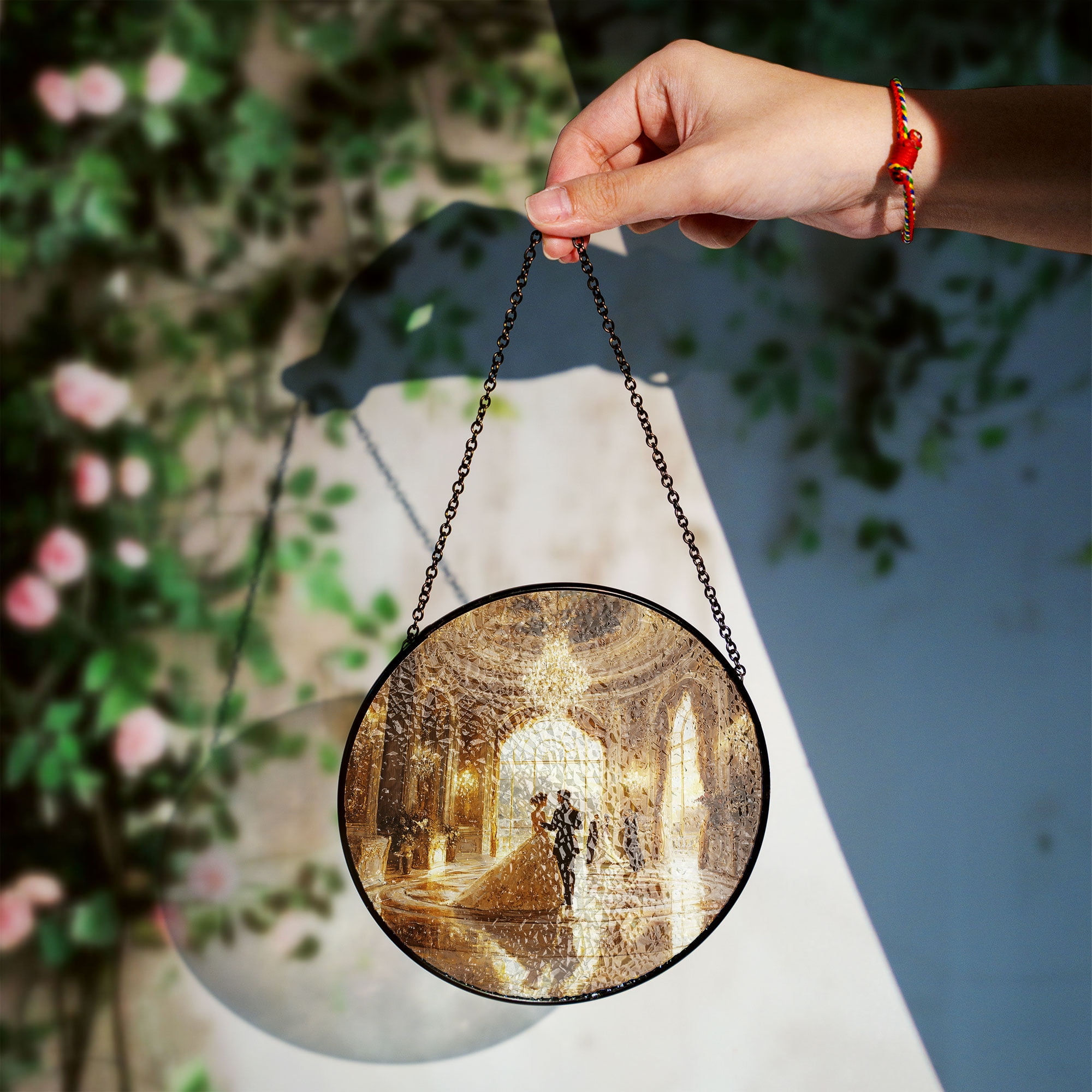 Elegant Ballroom Dance Stained Glass Window Hanging - Handmade Sun ...