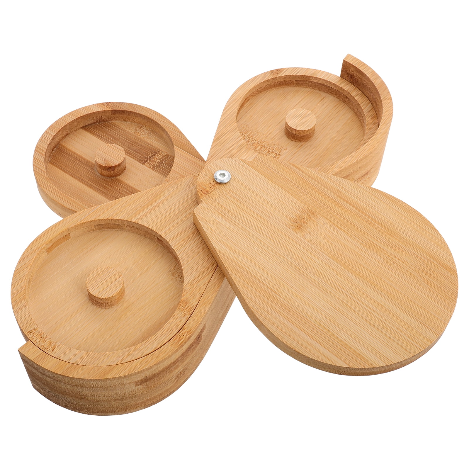 Elegant Bamboo Three Tier Rotating Spice Boxes with Sugar Rimmer and ...