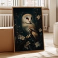 Elegant Barn Owl With White Florals Moody Nocturnal Bird Poster Art ...
