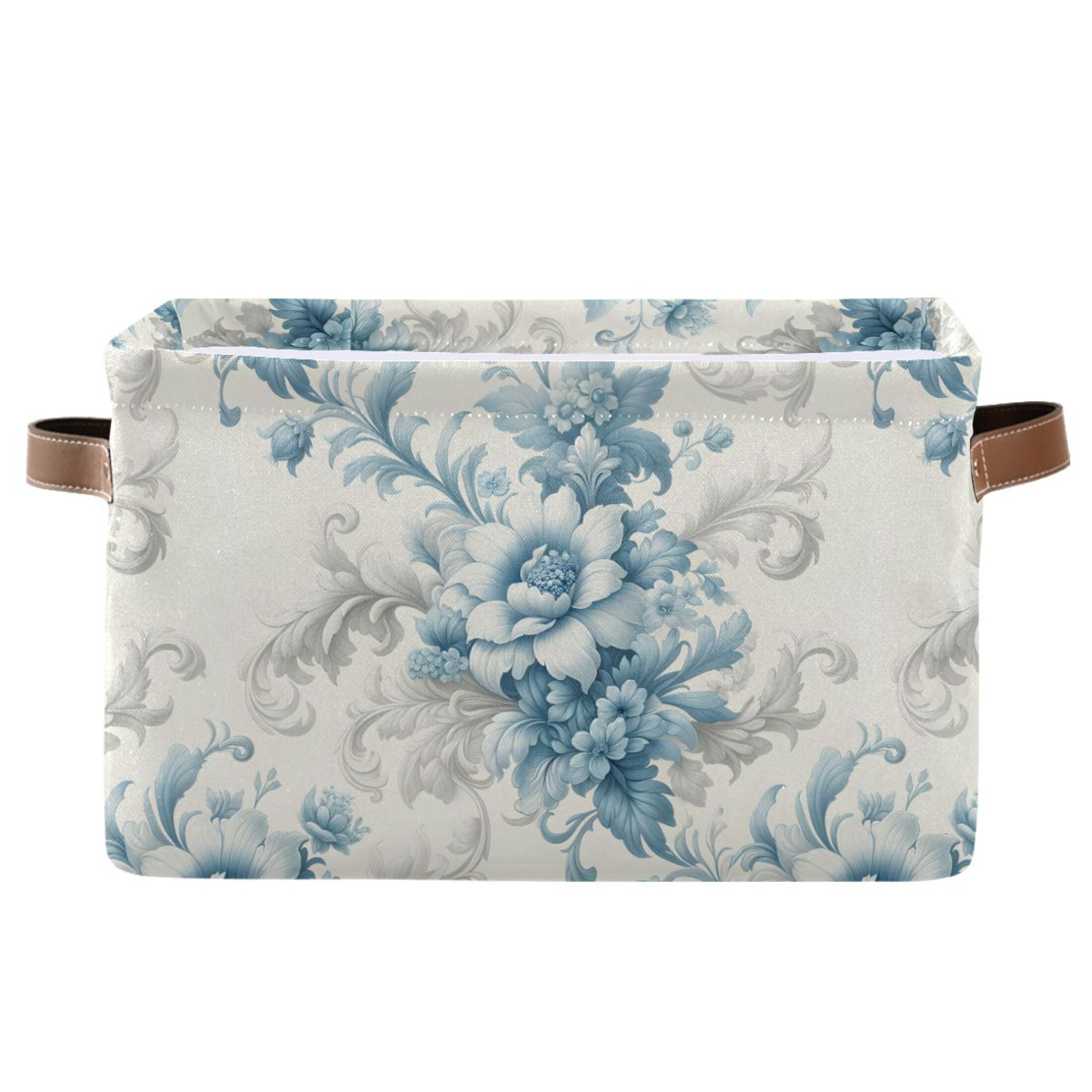 Elegant Baroque Floral Flowers Storage Bins with Handle Fabric ...
