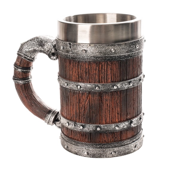 Elegant Barrels Shape Drinking Cup Stainless Steel Lined Resin Mug with ...