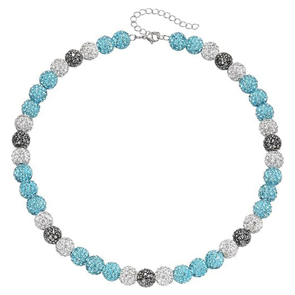 Elegant Baseball Necklace Rhinestones Disco Ball Beaded Clavicle Chain ...