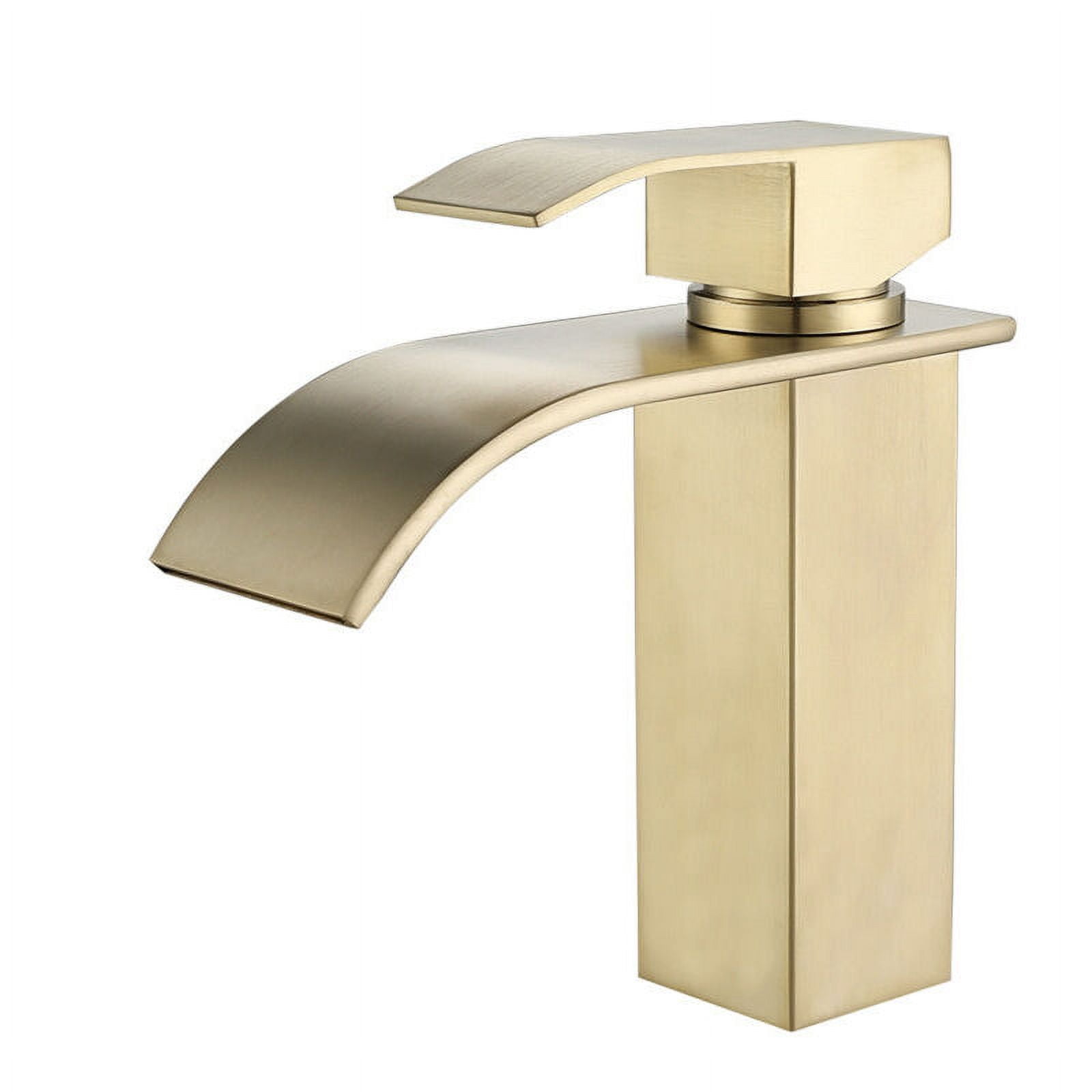 Luxurious Bathroom Sink Faucet, Brushed Gold Single Handle Waterfall ...