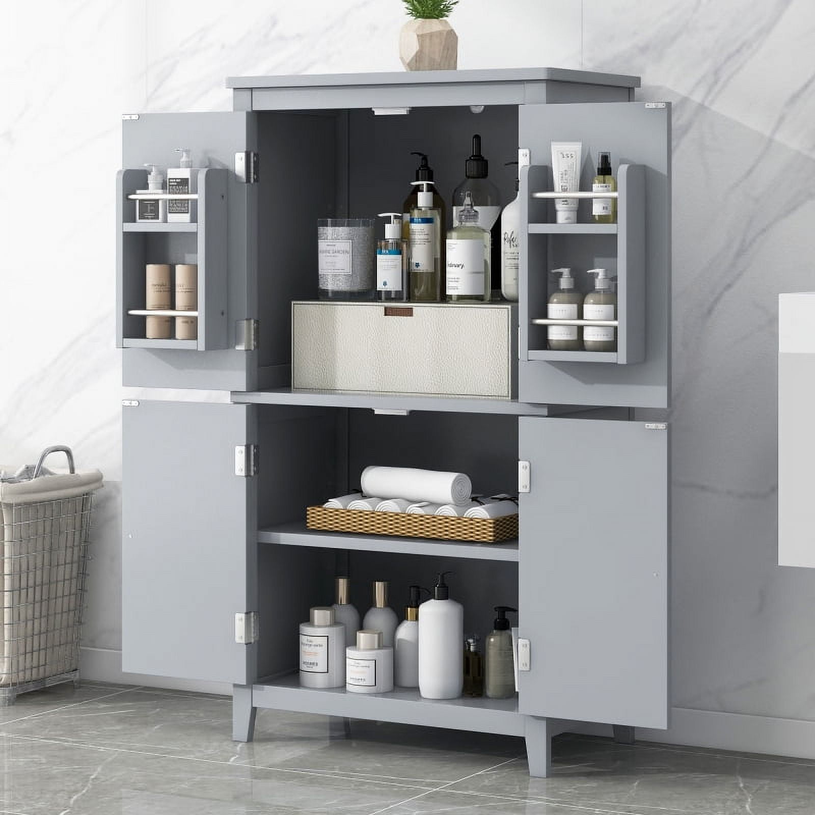 Elegant Bathroom Floor Storage Cabinet, Bathroom Storage Unit ...