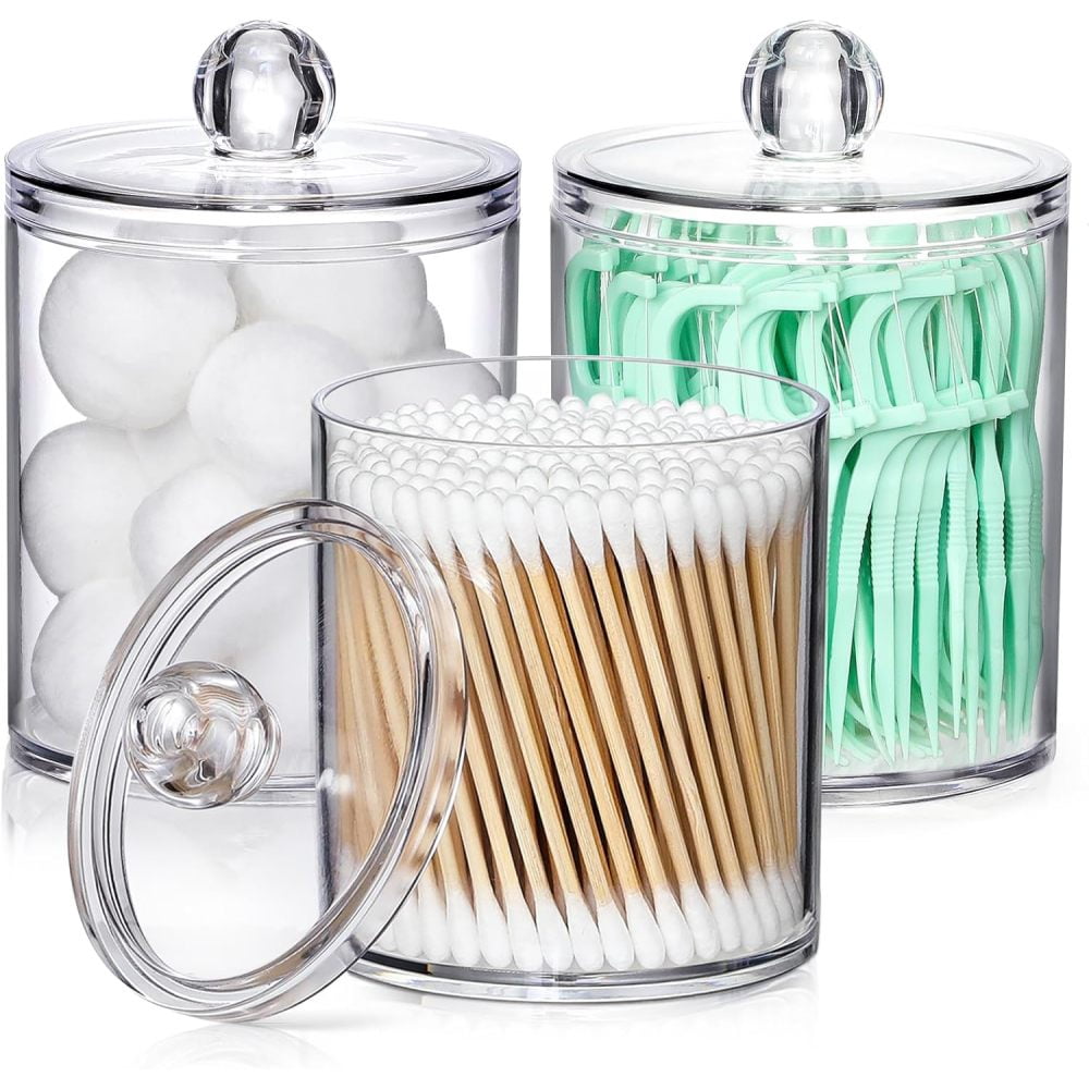 Elegant Bathroom Organizer, Clear Acrylic Plastic Apothecary Jars ...
