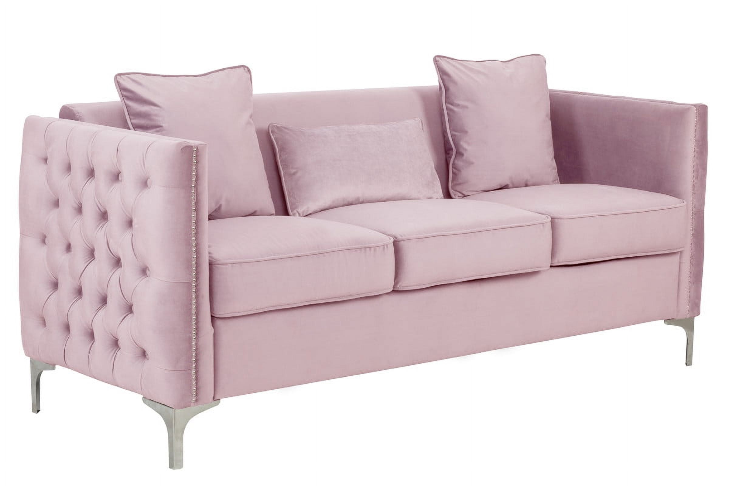 Elegant Bayberry Collection Wood Sofa Couch with Button Tufting & Nail ...