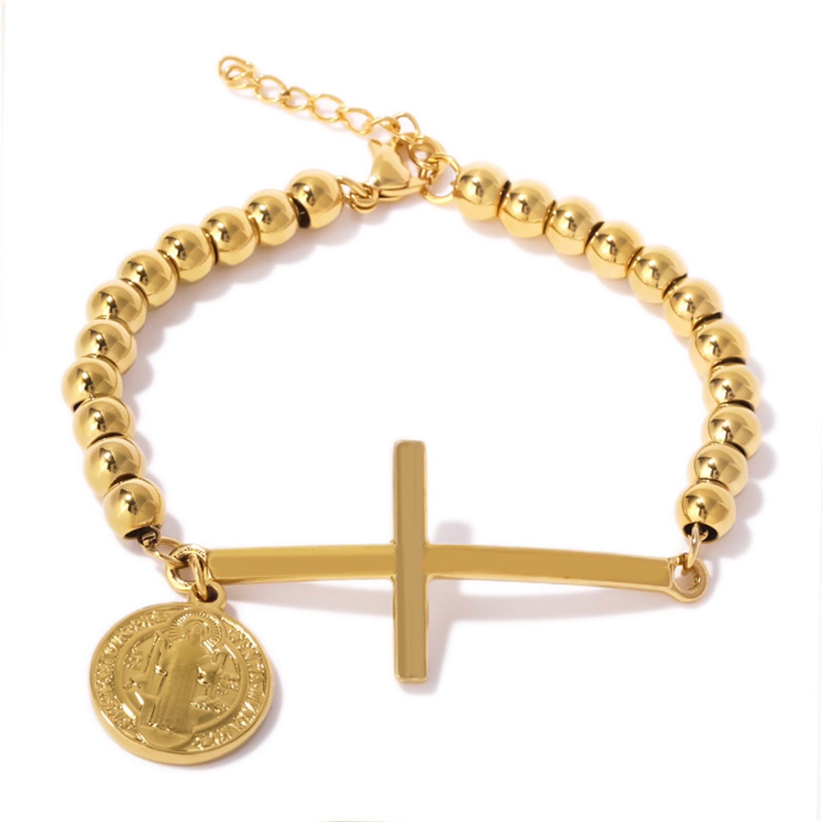 Elegant Bead with Benedict Oval Plate Crucifix Pendant Designed for ...