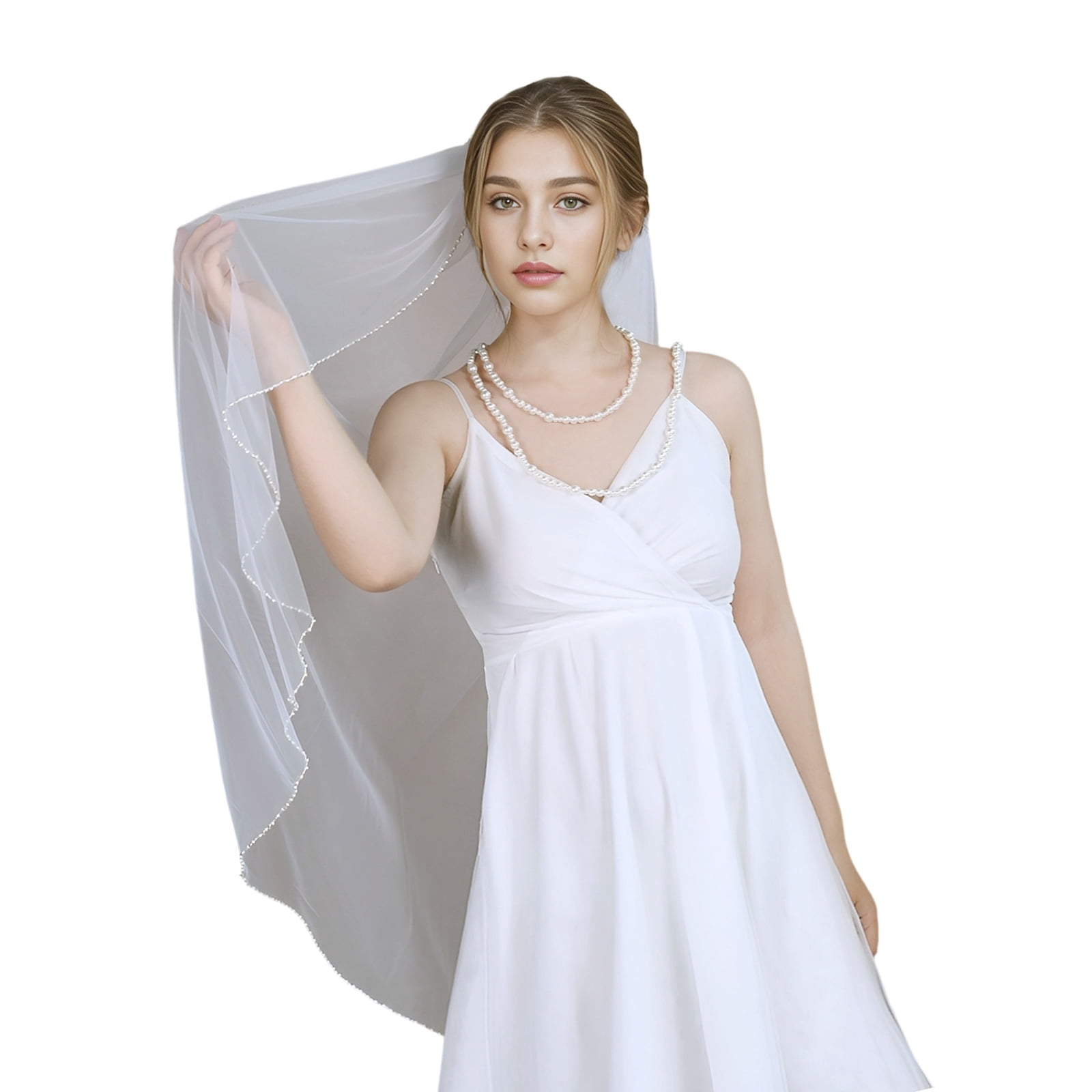 Elegant Beadwork Wedding Veils With Hair COmb Sheer Head Veils For ...