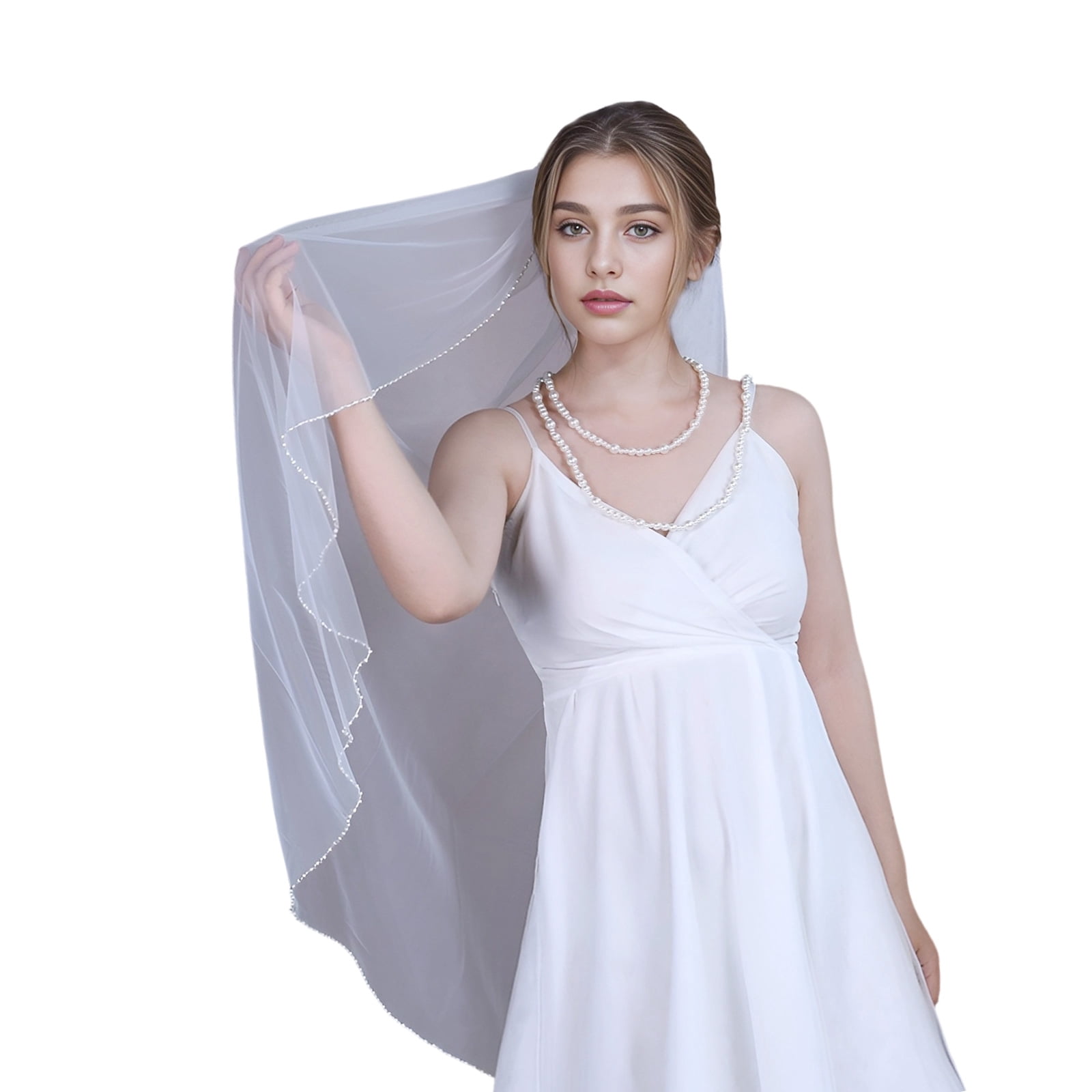 Elegant Beadwork Wedding Veils With Hair COmb Sheer Head Veils For ...