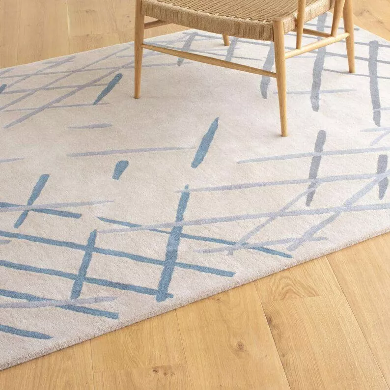 Elegant Beatrice Plain Modern Lining Pure Woollen Thick Hand Tufted ...