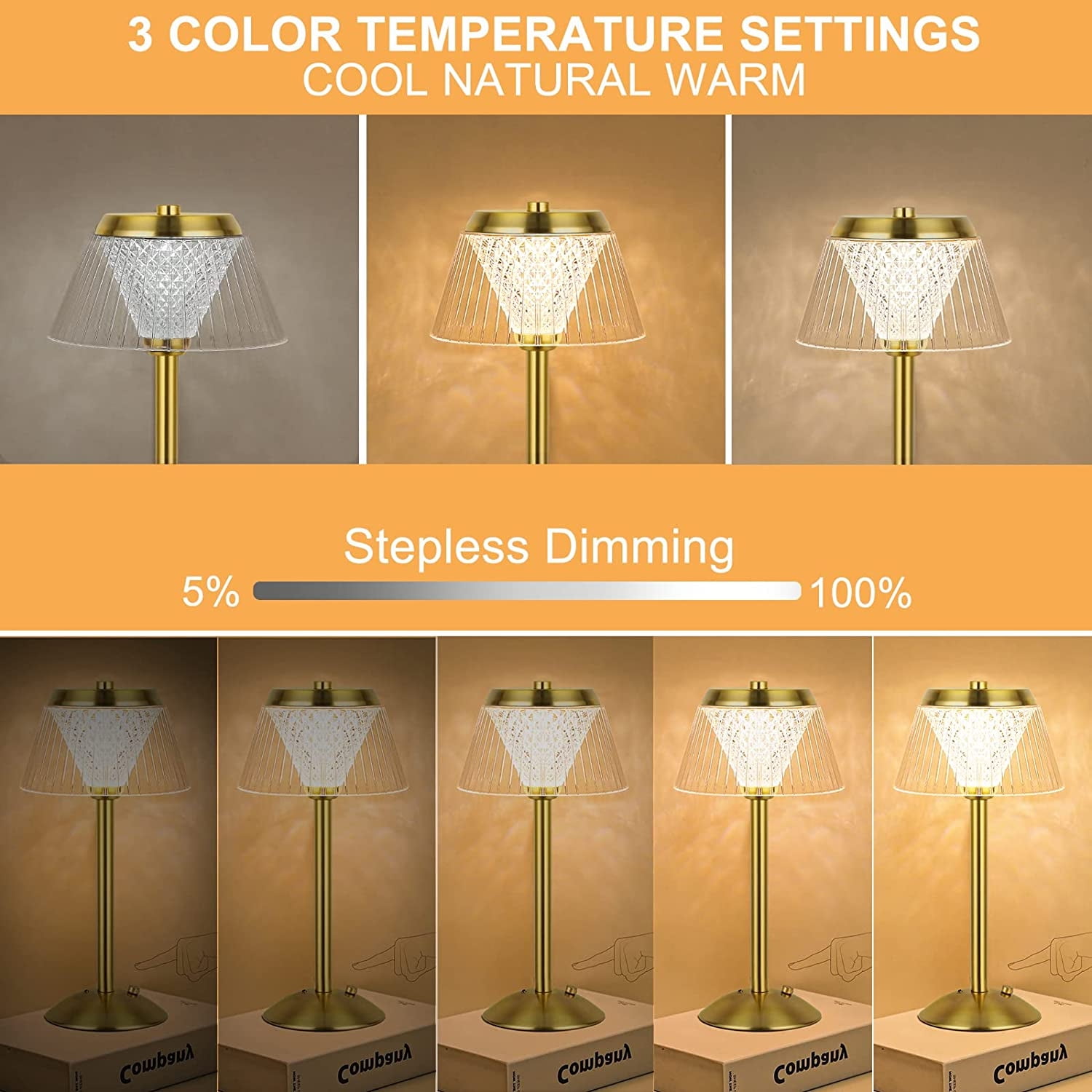 Elegant and Beautiful Rechargeable LED Crystal Table Lamp with Dimming ...