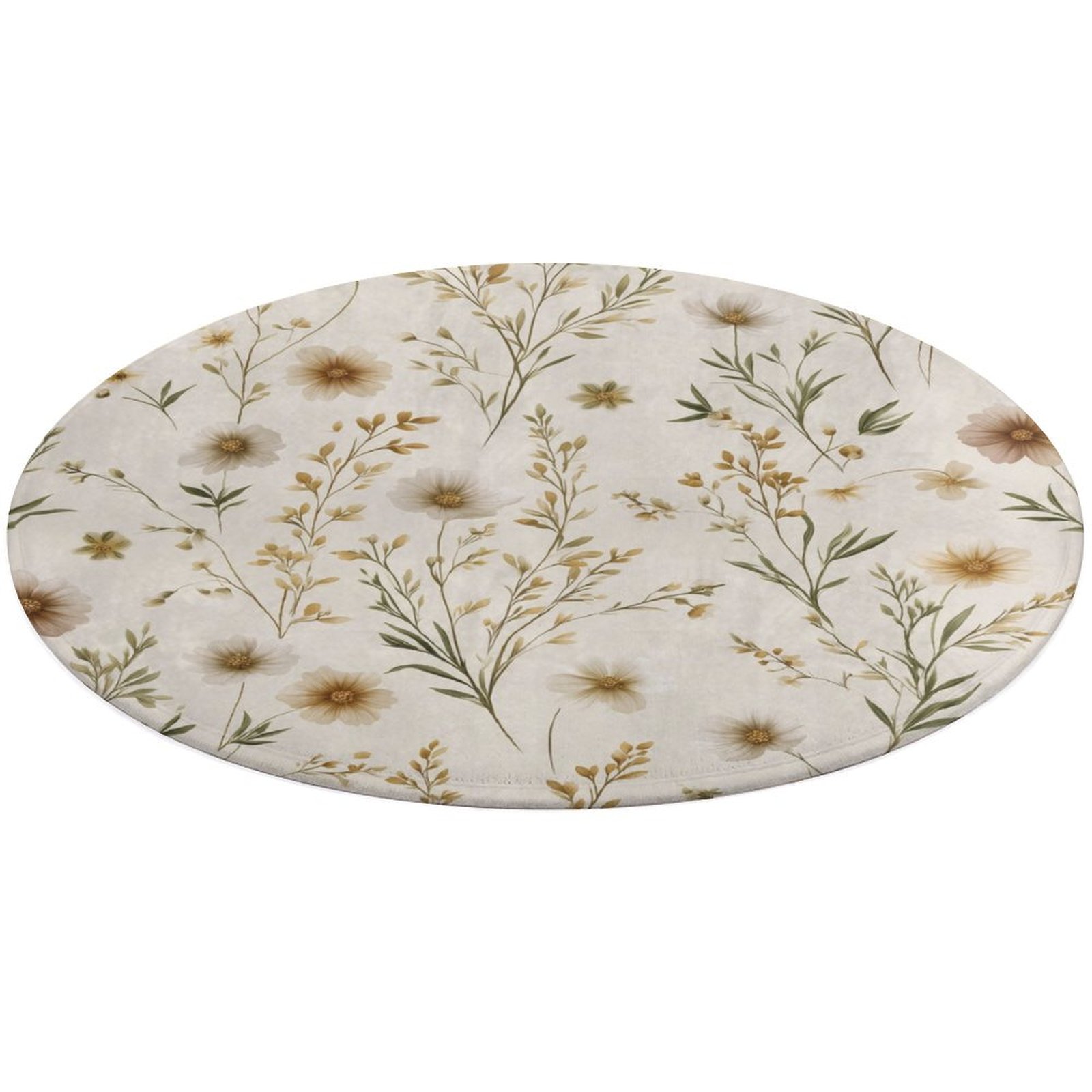 Elegant Beige Floral Seamless Pattern Round Carpet Living Room Carpet ...