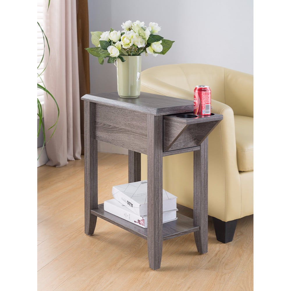 Elegant Beveled Edge Chairside Table, Gray - Walmart.com