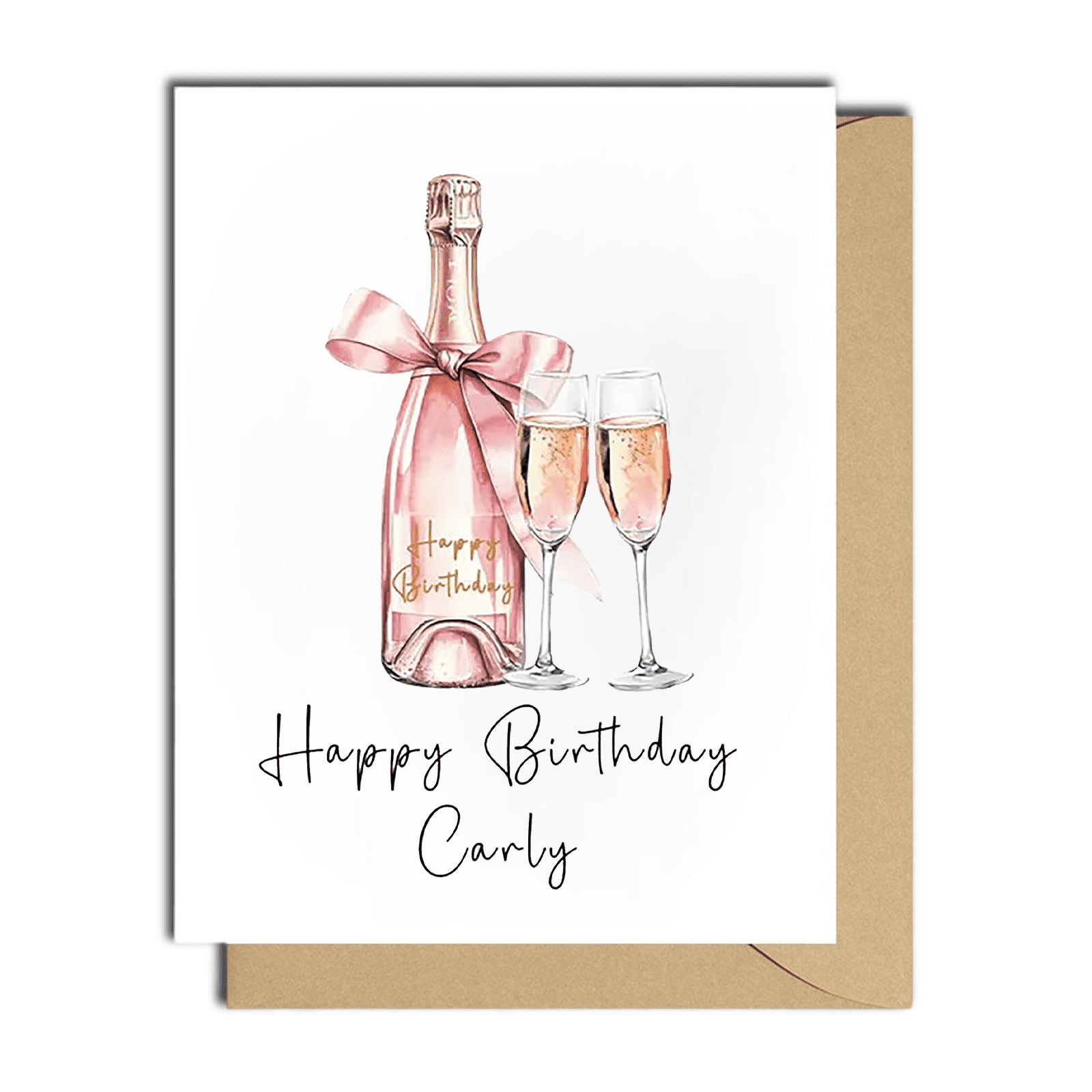 Elegant Birthday Card with Champagne Bottle and Toasting Flutes ...