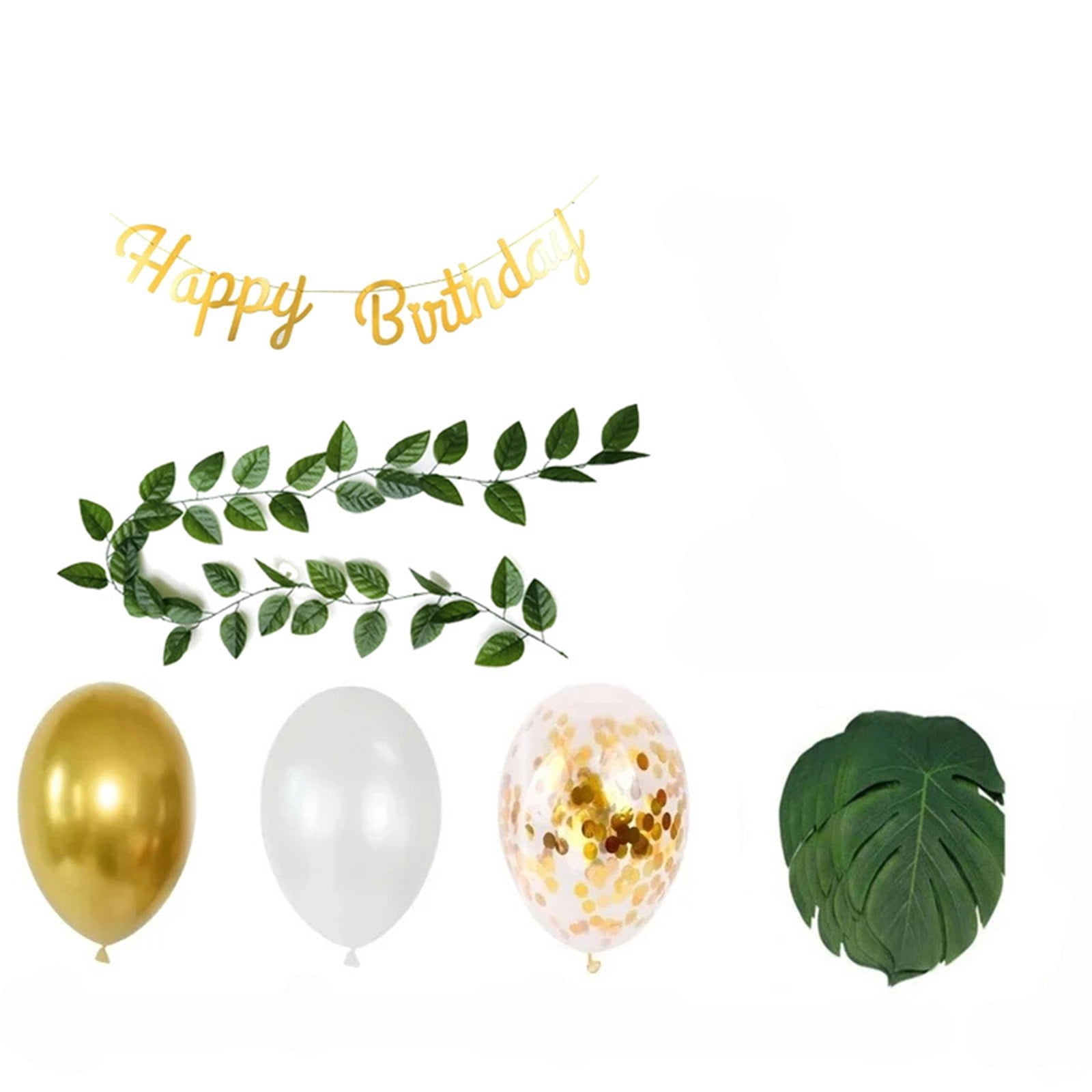 Elegant Birthday Party Decoration Set Gold Banner Balloons Greenery ...