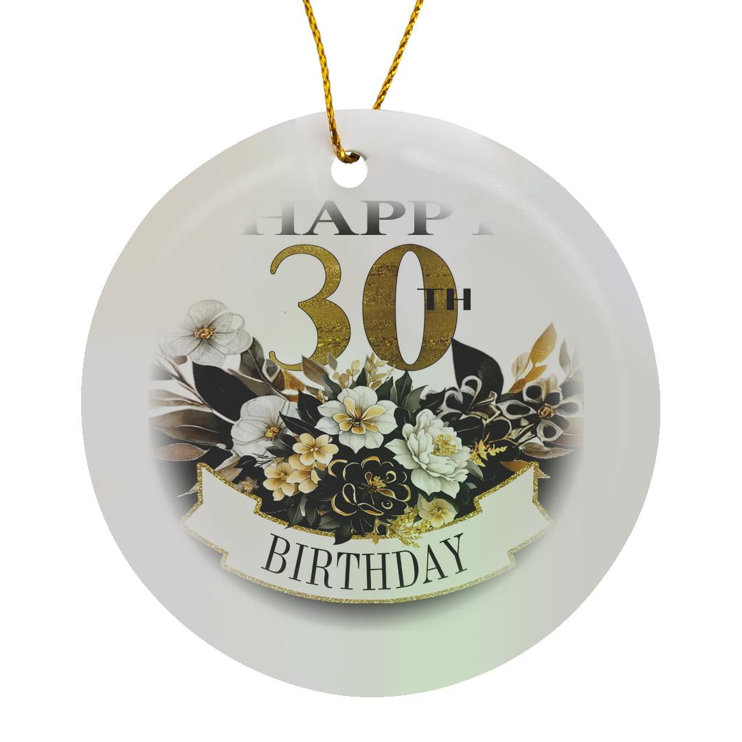 3drose, Elegant Black and Image of Gold Flowers Happy 30th Birthday ...
