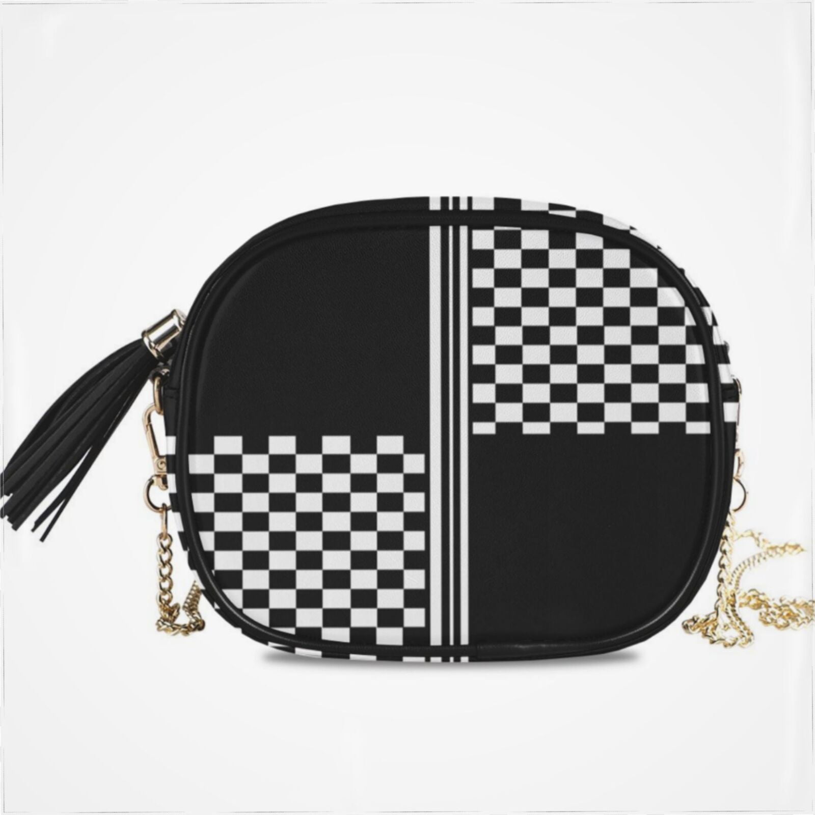 Elegant Black And White Checkered Stripes Women'S Vintage Crossbody Bag ...