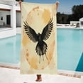 Elegant Black Bird Design Beach Towel - Intricate Feather Details ...