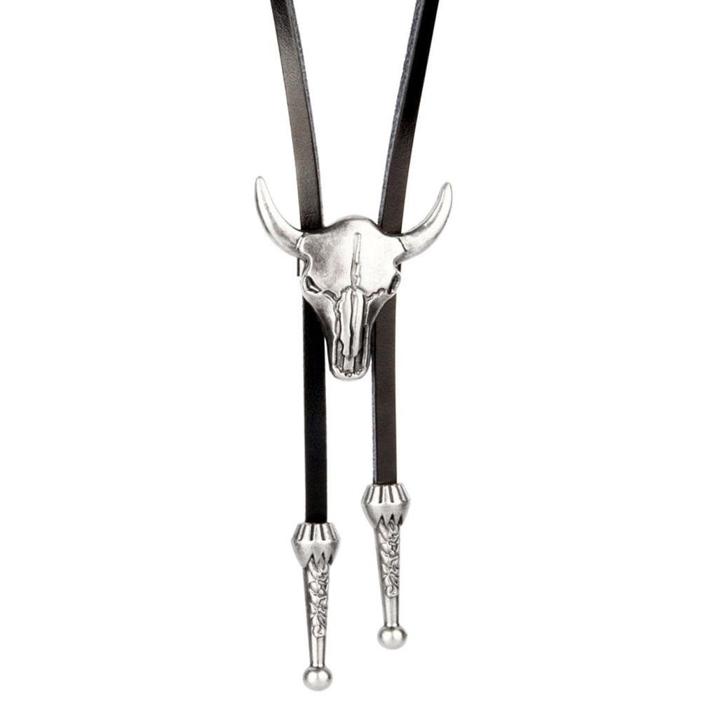 Elegant Black Bolo Tie with Engraved Pendant Cowboy Necktie Western Tie ...